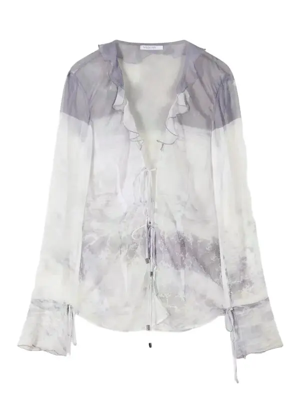 Patrizia Pepe Printed Blouse With Ruffle Trim - White