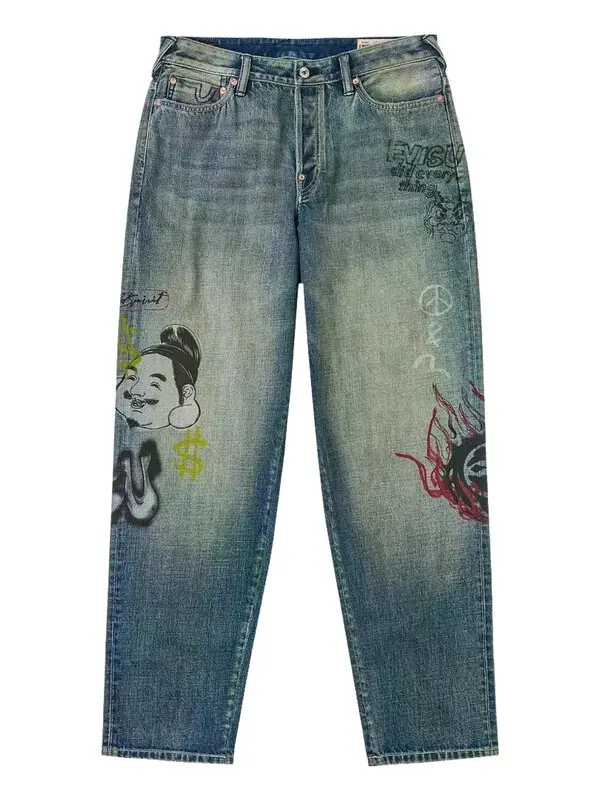 EVISU Graphic-print Jeans - Blue