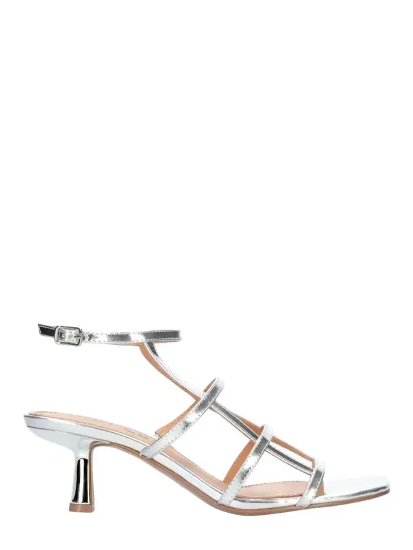 BIBI LOU Multi-strap Kitten Heel Sandals - Silver