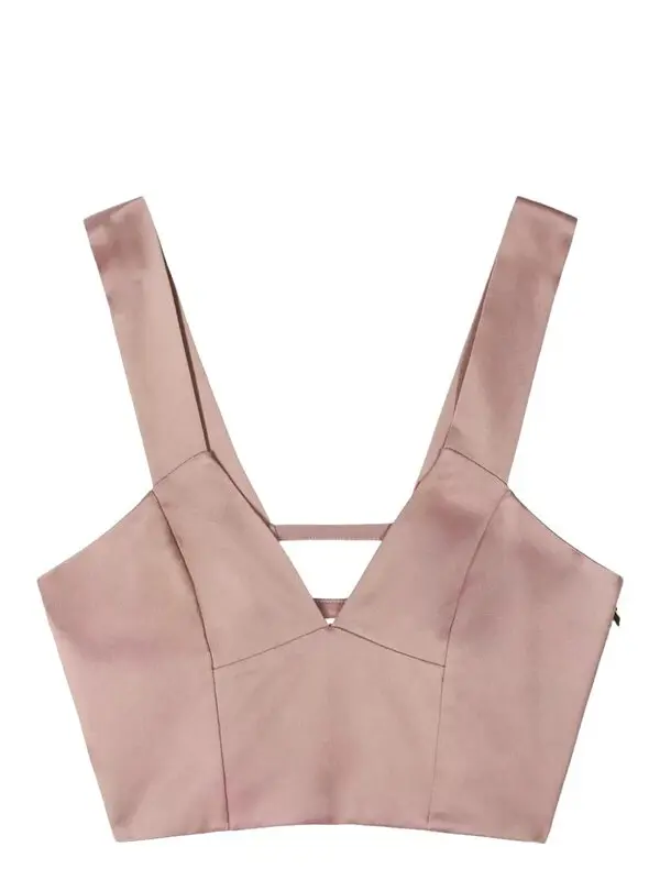 Patrizia Pepe Satin V-neck Top - Pink