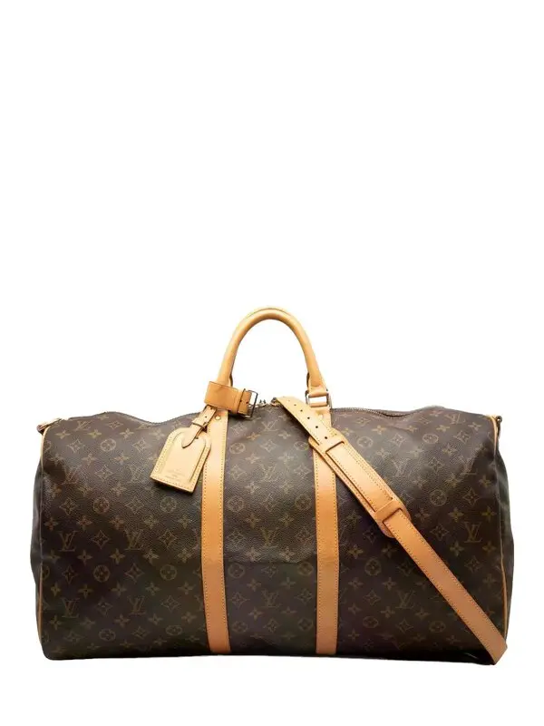 LOUIS VUITTON 1997 Monogram Keepall Bandouliere 55 Travel Bag - Brown