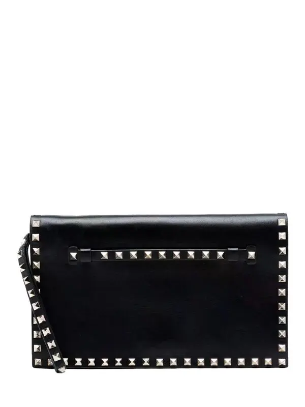 Valentino Garavani Nappa Rockstud Wristlet Clutch Bag - Black
