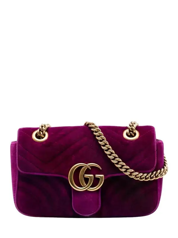 Gucci Small Gg Marmont Matelassé Velvet Shoulder Bag - Purple