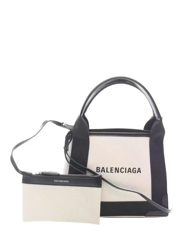 Balenciaga Canvas Navy Cabas Xs Satchel - White