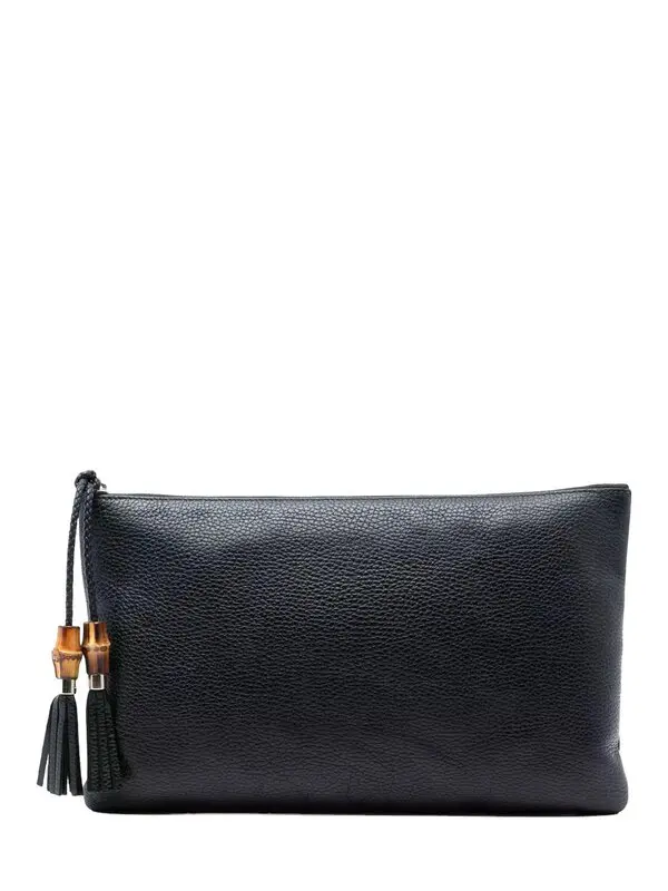 Gucci Calfskin Bamboo Tassel Clutch - Black