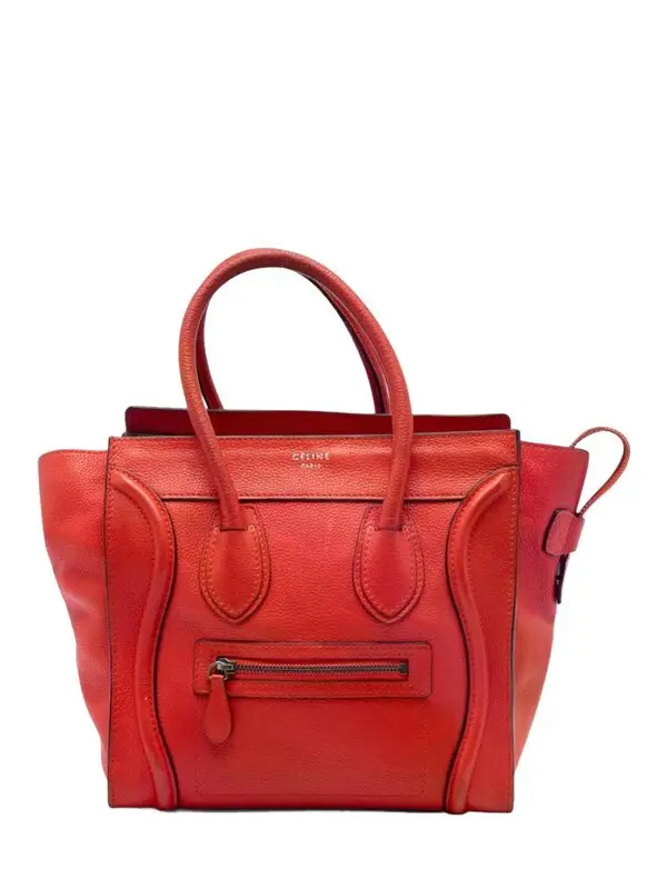 Celine 2012 Micro Leather Luggage Tote Handbag - Orange