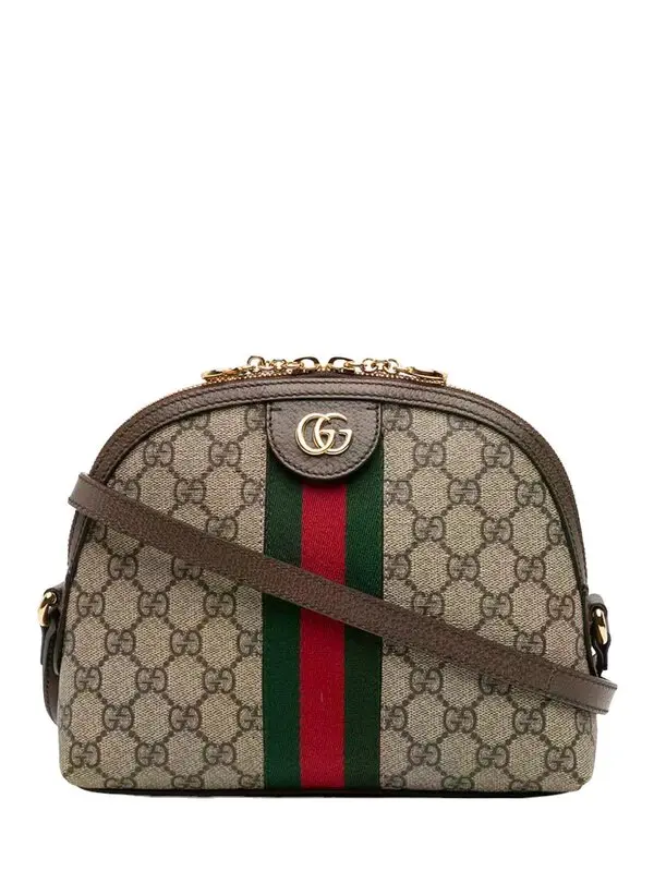 Gucci Small Gg Supreme Ophidia Dome Crossbody Bag - Neutrals