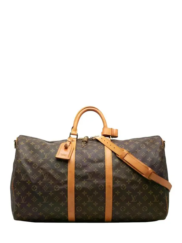 LOUIS VUITTON 1987 Monogram Keepall Bandouliere 55 Travel Bag - Brown