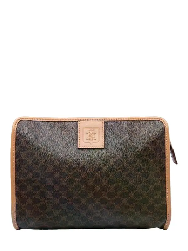 Celine 2012 Macadam Coated Canvas Clutch - Brown