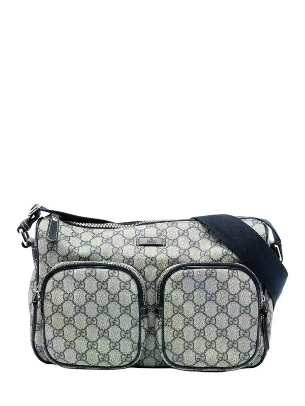 Gucci Gg Supreme Double Pocket Crossbody Bag - Neutrals