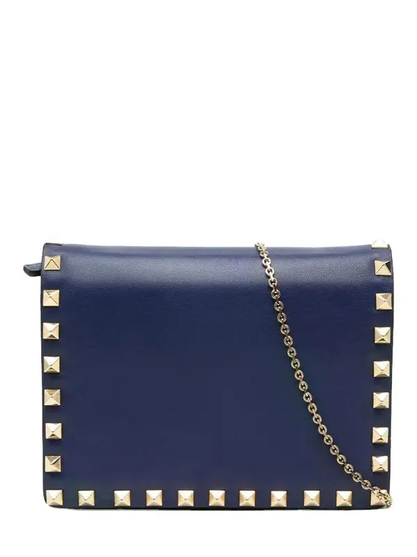 Valentino Garavani Leather Rockstud Chain Pouch Crossbody Bag - Blue