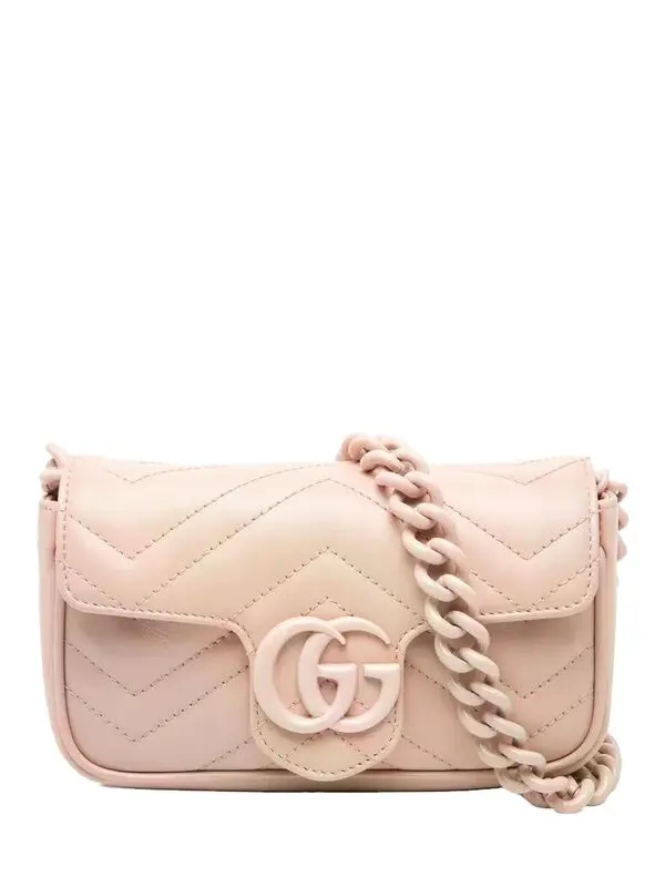 Gucci Gg Marmont Matelasse Leather Chain Belt Bag - Pink