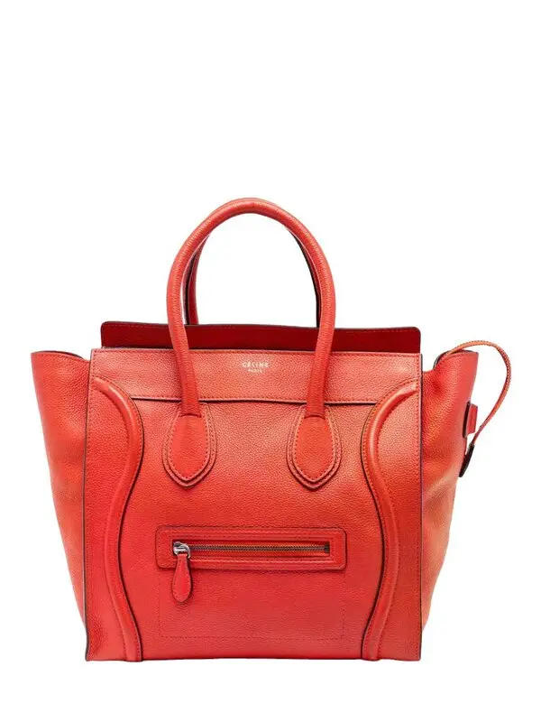Celine 2012 Mini Grained Calfskin Luggage Tote Bag - Orange