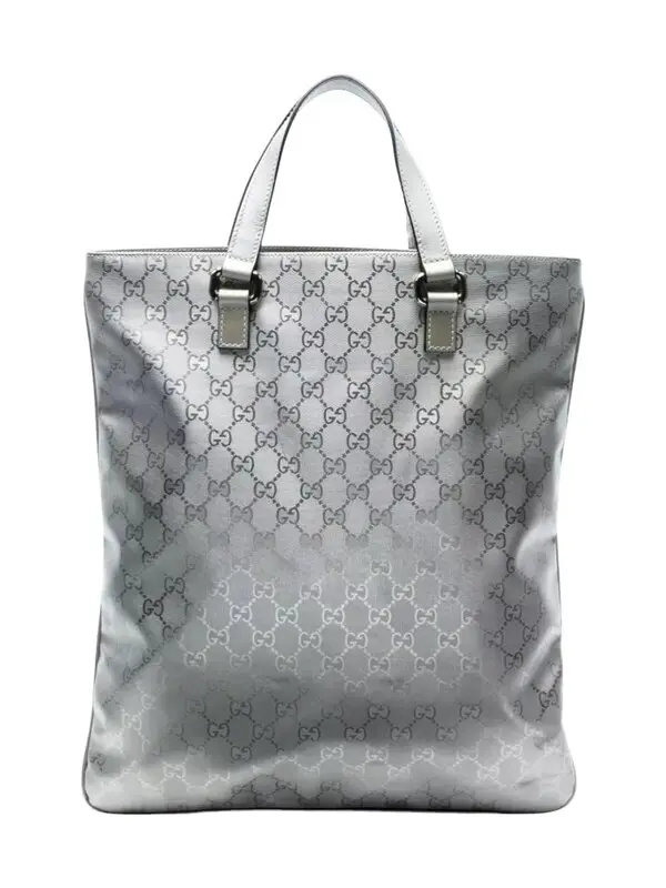 Gucci Gg Imprime Vertical Tote Bag - Silver