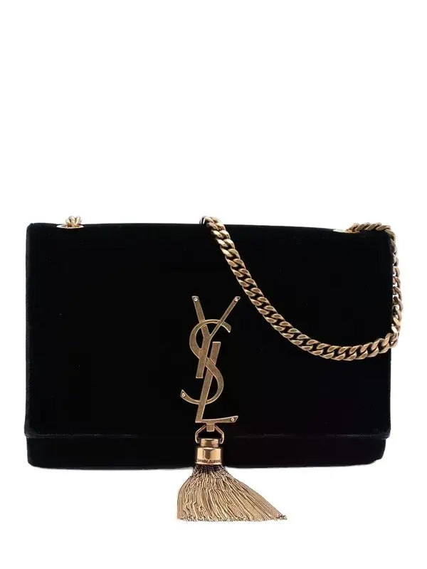 Saint Laurent 2018 Small Suede Monogram Kate Tassel Crossbody Bag - Black