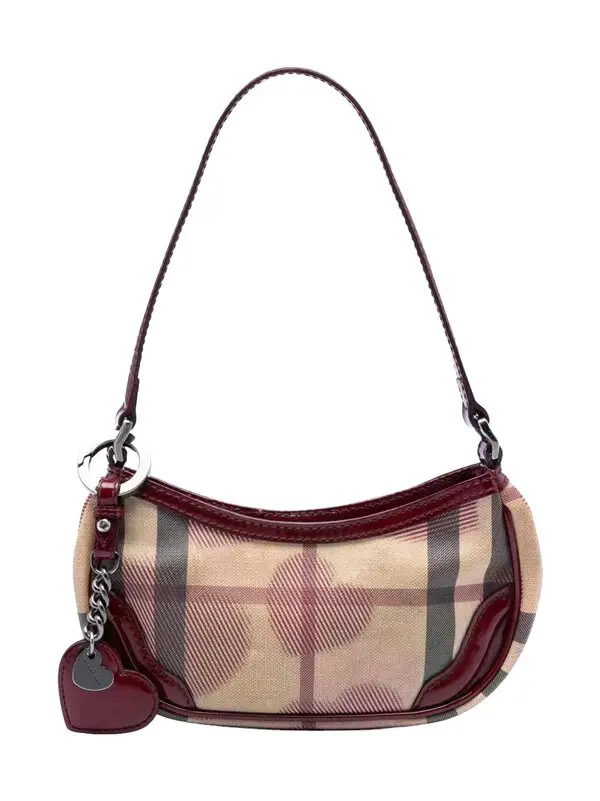 Burberry Patent Trimmed House Check Shoulder Bag - Red