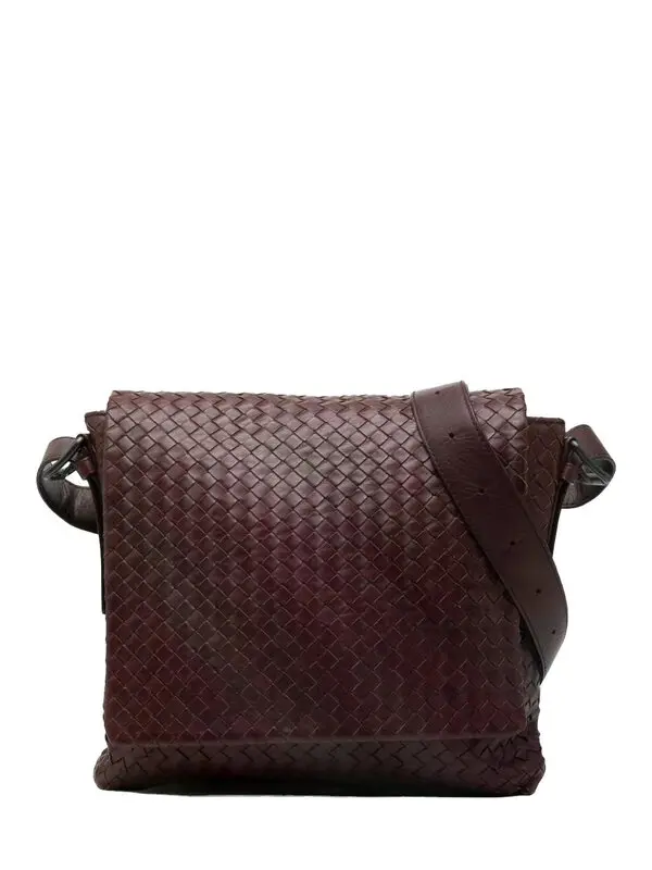 Bottega Veneta Nappa Intrecciato Flap Crossbody Bag - Red