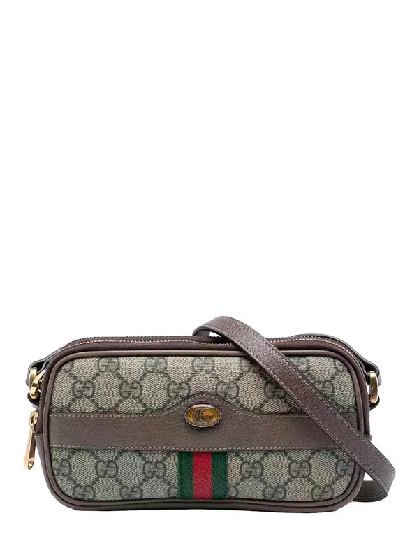 Gucci Mini Gg Supreme Ophidia Triple Zip Crossbody Bag - Neutrals