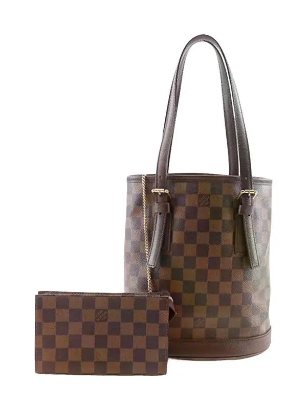 LOUIS VUITTON 2001 Damier Ebene Marais Bucket Bag - Brown