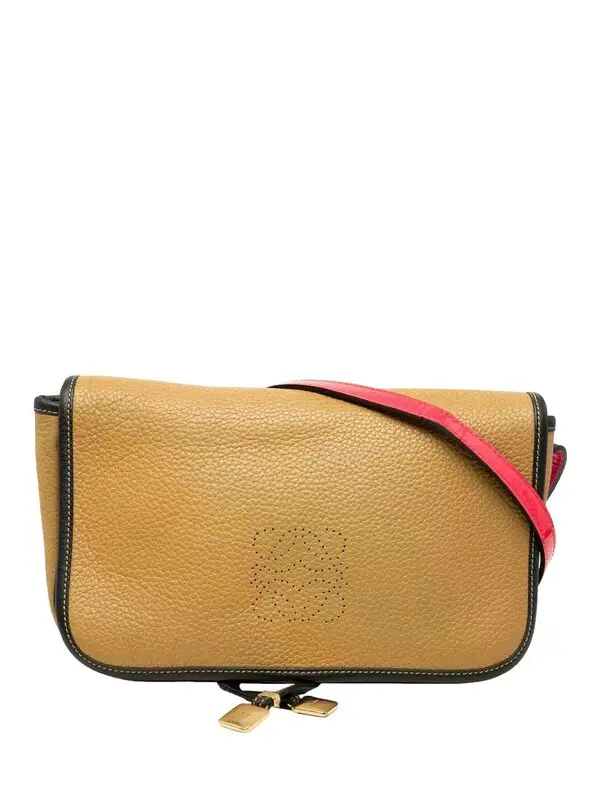 Loewe Leather Perforated Anagram Crossbody Bag - Brown