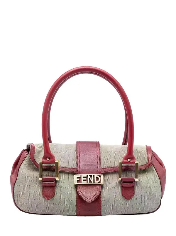 Fendi Zucca Shadow Canvas Flap Shoulder Bag - Red