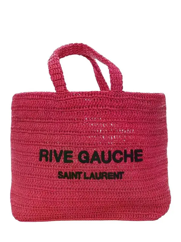 Saint Laurent 2013 Raffia Rive Gauche Tote Bag - Pink