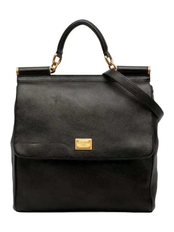Dolce & Gabbana Calfskin Flat Sicily Satchel - Black