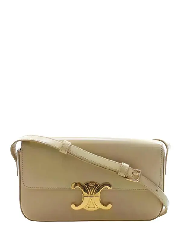 Celine Shiny Calfskin Triomphe Claude Shoulder Bag - Neutrals