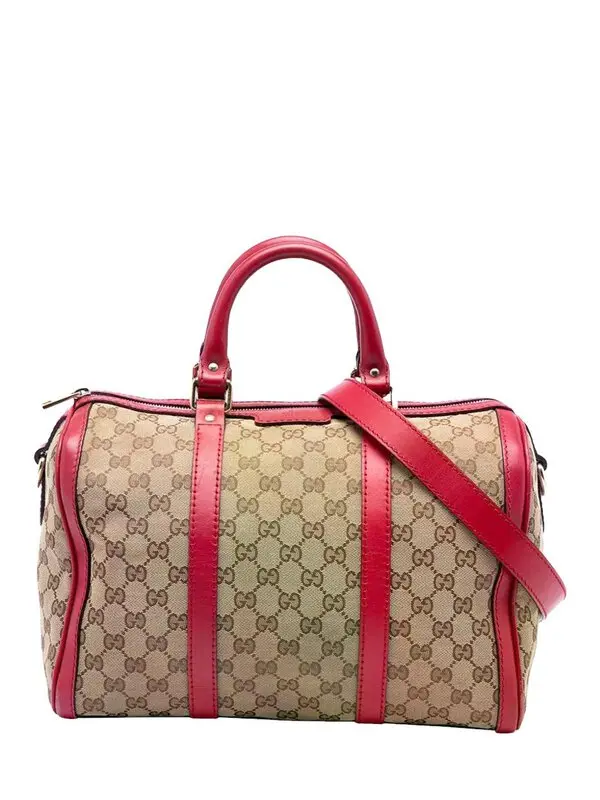 Gucci Medium Gg Canvas Joy Boston Bag Satchel - Red
