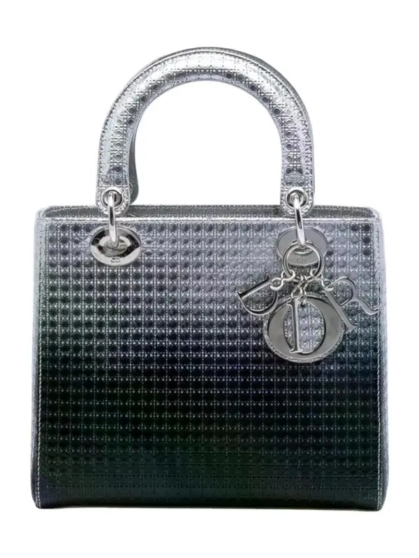 Dior 2016 Medium Ombre Metallic Microcannage Lady Satchel - Silver