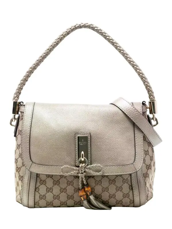 Gucci Gg Canvas Bella Flap Satchel - Gold