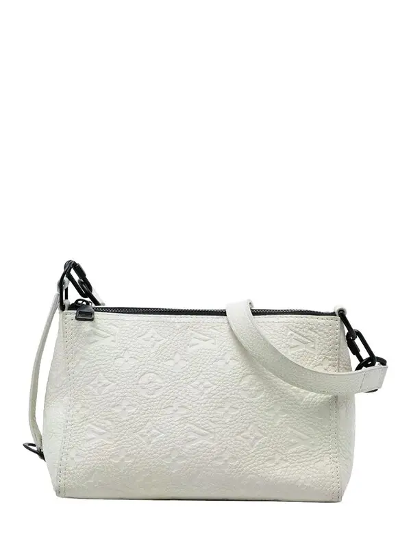 LOUIS VUITTON Monogram Empreinte Triangle Messenger Bag Satchel - White