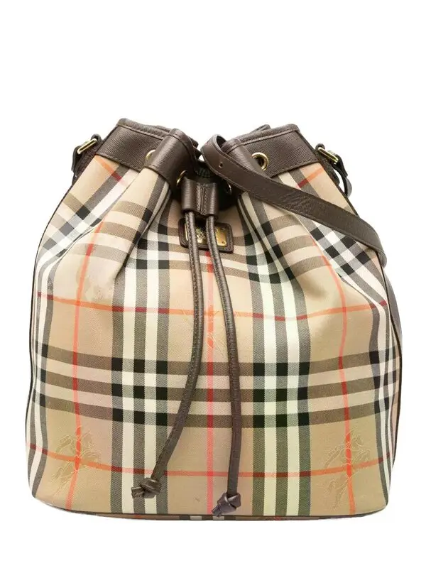 Burberry 20th Century Haymarket Check Canvas Bucket Bag - Neutrals
