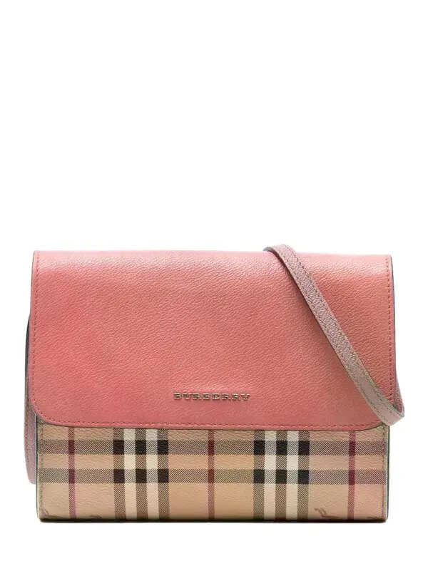Burberry Haymarket Check Coated Canvas And Calfskin Loxley Crossbody Bag - Pink