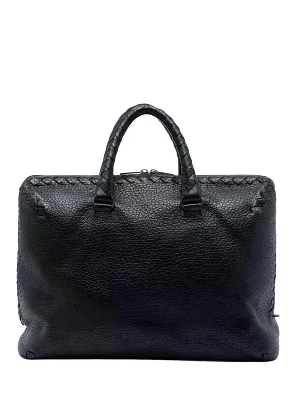 Bottega Veneta Intrecciato Trimmed Cervo Briefcase - Black