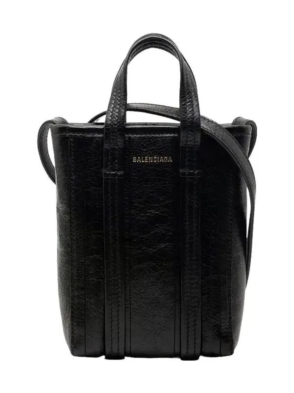 Balenciaga Mini Lambskin Barbes North South Shopper - Black