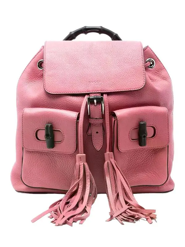 Gucci Leather Bamboo Tassel Backpack - Pink
