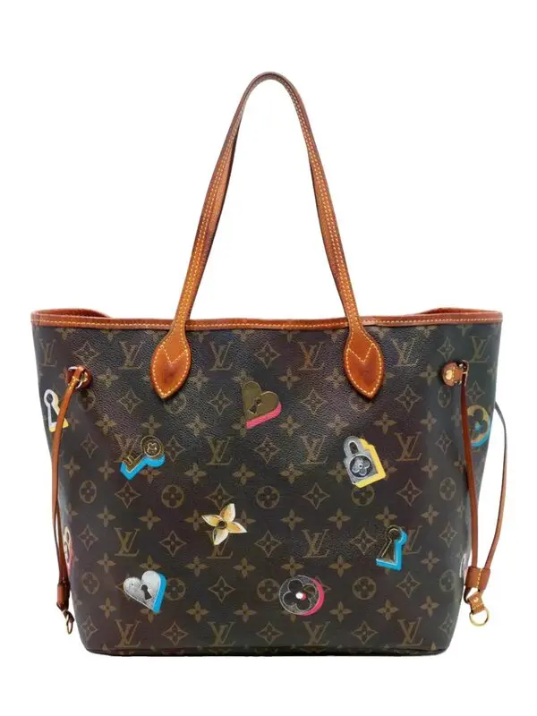 LOUIS VUITTON 2019 Monogram Love Lock Neverfull Mm Tote Bag - Brown
