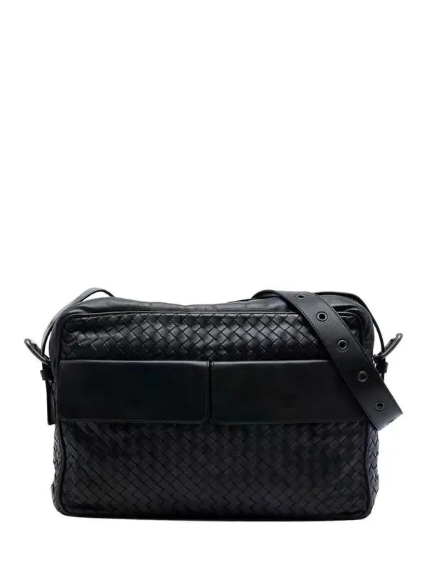 Bottega Veneta Nappa Intrecciato Messenger Bag - Black