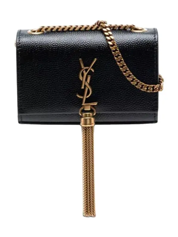 Saint Laurent Grain De Poudre Monogram Kate Tassel Airpods Bag - Black