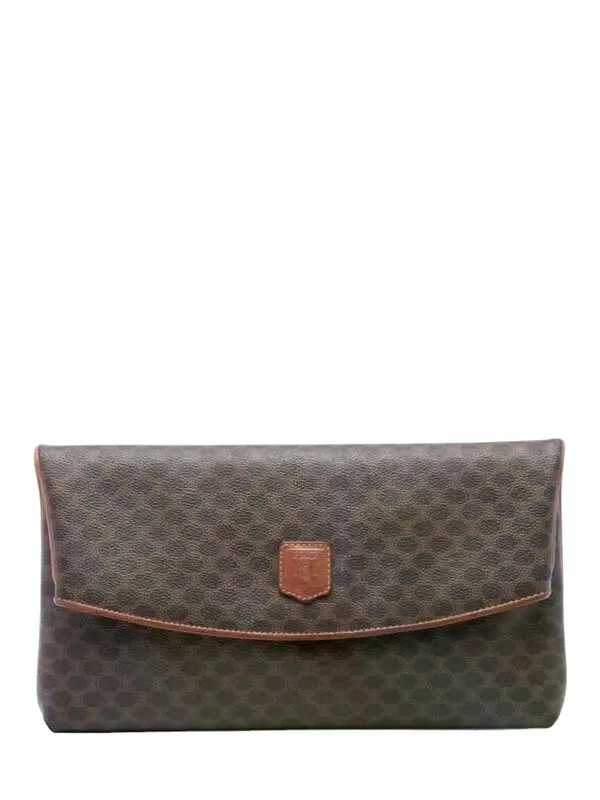 Celine 2007 Macadam Coated Canvas Clutch - Brown