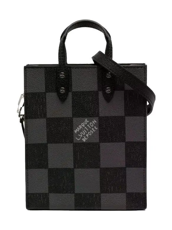 LOUIS VUITTON Damier Checkerboard Sac Plat Xs Satchel - Black