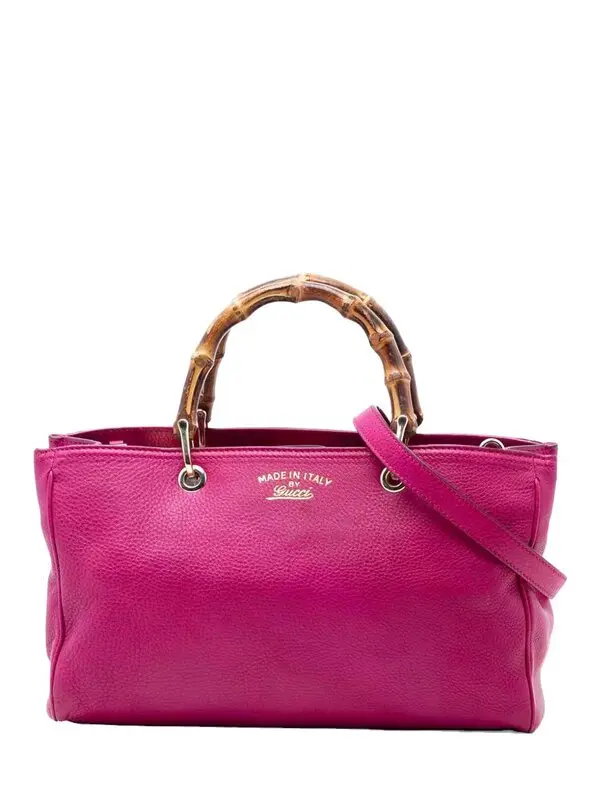 Gucci Medium Calfskin Bamboo Shopper Satchel - Pink