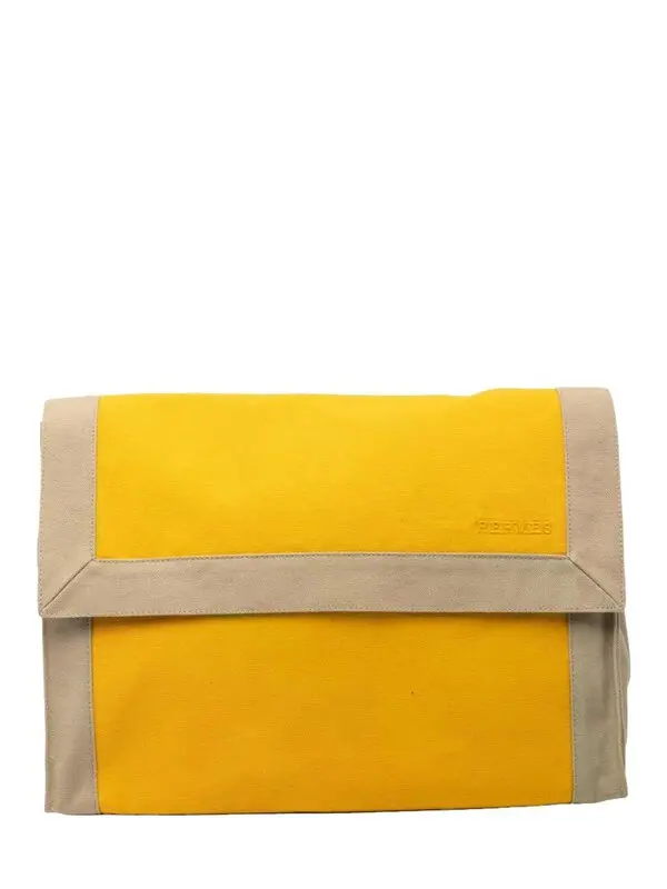 Hermès 2010-2026 Bicolor Canvas Tapis De Selle Clutch - Yellow