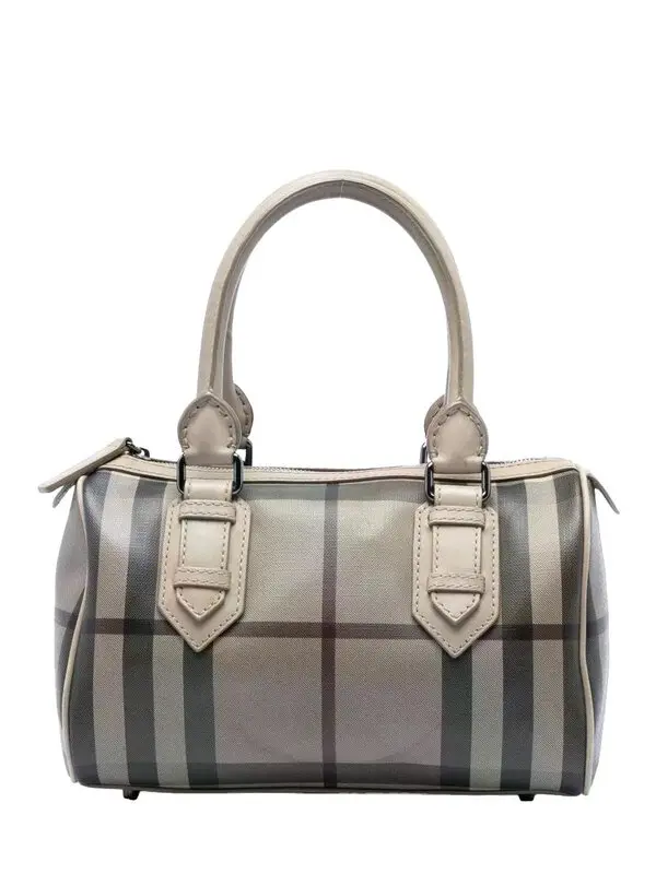 Burberry Smoke Check Coated Canvas Chester Boston Bag - Grey