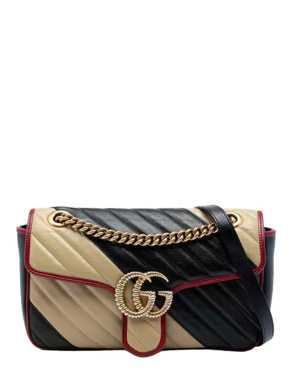 Gucci Gg Marmont Bicolor Matelasse Shoulder Bag - Black