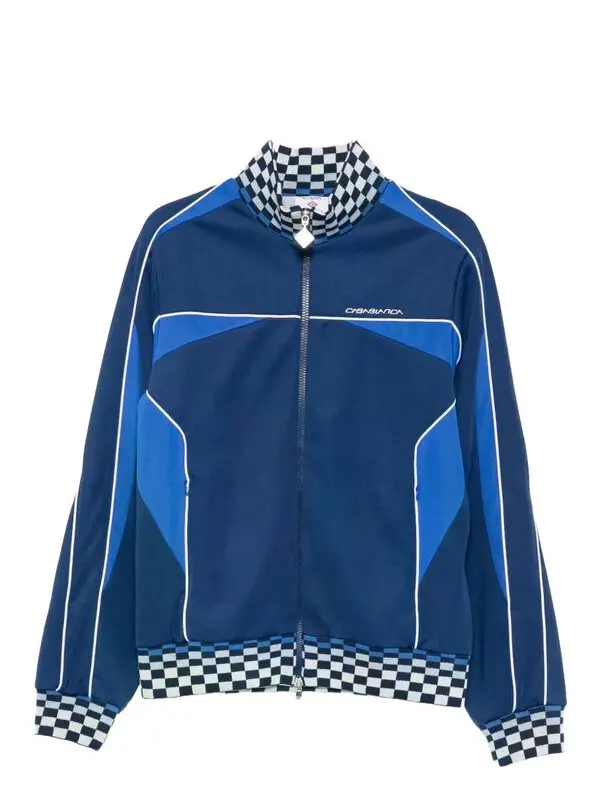 Casablanca Cyber Tricot Checkerboard-trim Jacket - Blue