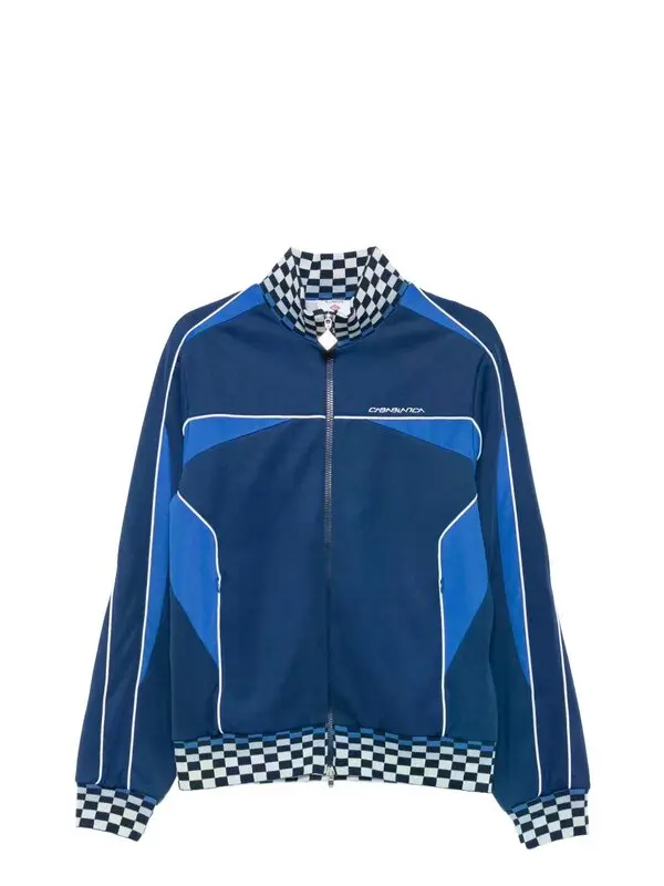 Casablanca Cyber Tricot Checkerboard-trim Jacket - Blue
