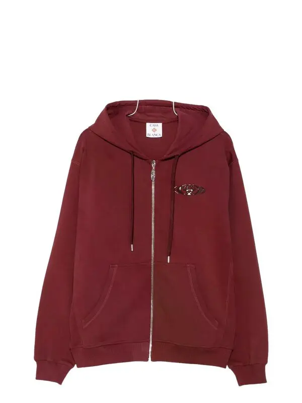 Casablanca Logo-patch Zip Hoodie - Red