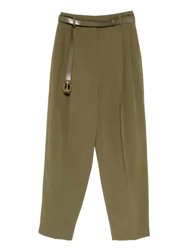 Imperial Belted Pleated Trousers - Green